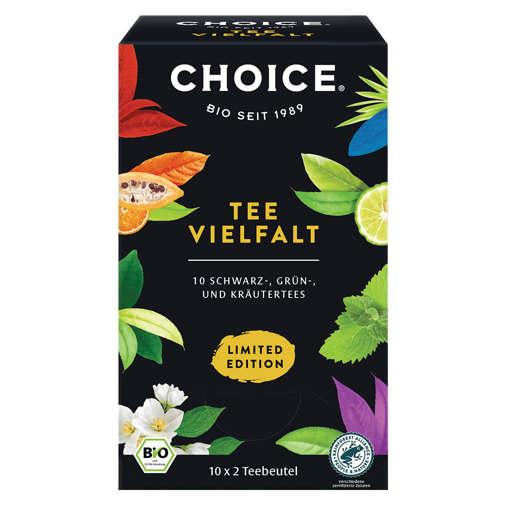 CHOICE Bio Tee Vielfalt: 10 Sorten zum Probieren CHOICE Bio Tee Vielfalt: 10 Sorten zum Probieren